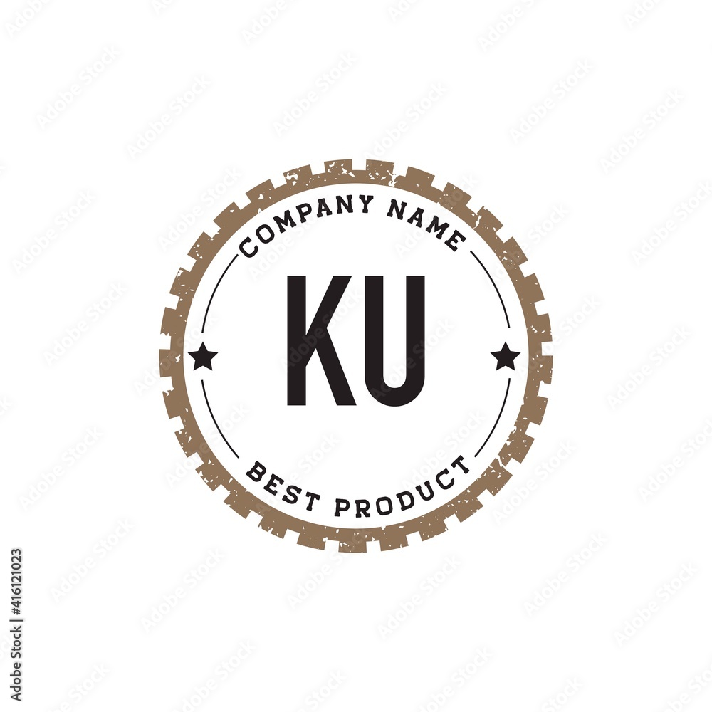 Initial Letter KU Gear Vintage Logo Concept, Vintage Logo Design. Stock ...
