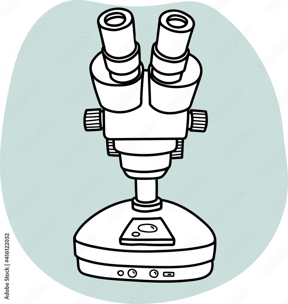 Hand drawn vector illustration of a microscope. Cute modern microscop ...