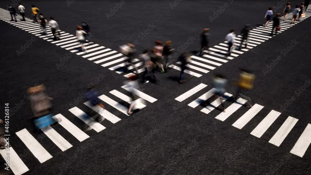 People going on street perspective view realistic footage. Pedestrians ...