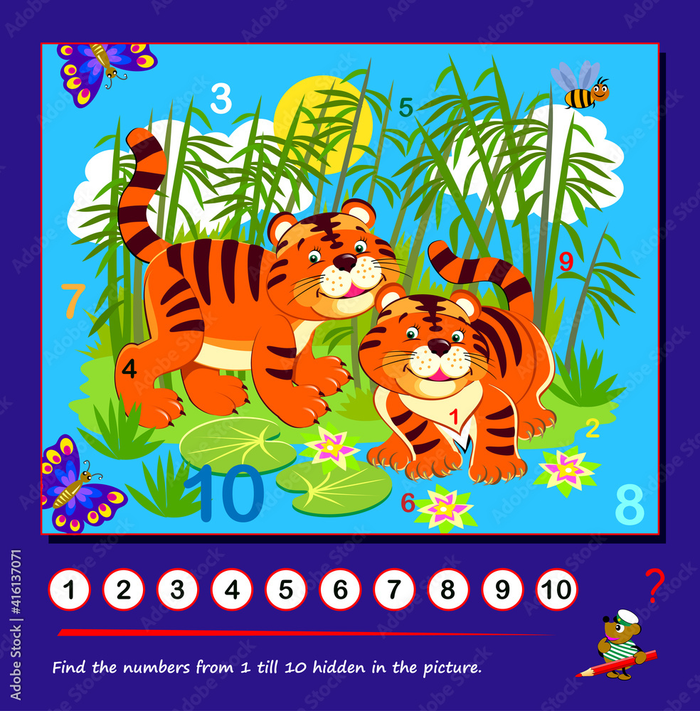 Logic Puzzle Game Math Education For Young Children Find The Numbers