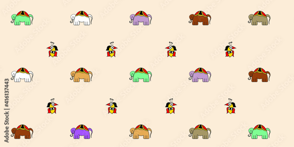 Madhubani style pattern from India. Vector illustrations. Can be used ...