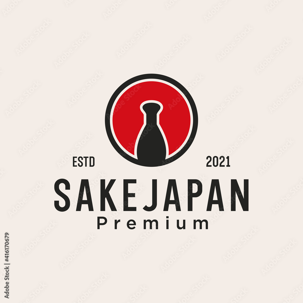 Sake japan logo design, bar and restaurant logo, flat style isolated on ...