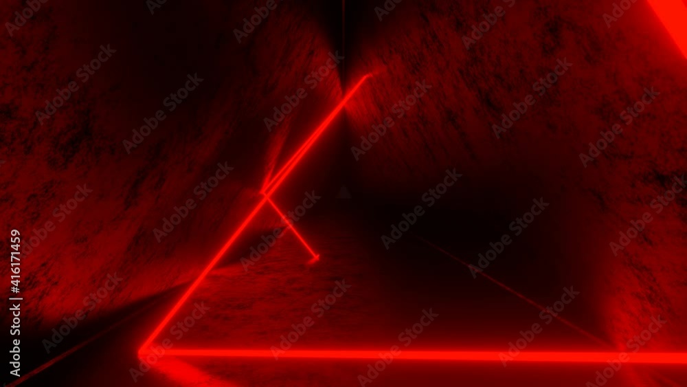 4K Abstract seamless looped animation of red laser ray, glowing light ...