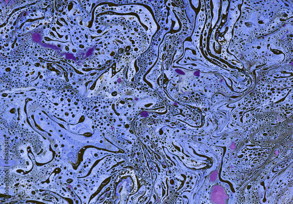 Acrylic Fluid Art. Violet vortex waves and gold particles. Abstract ...