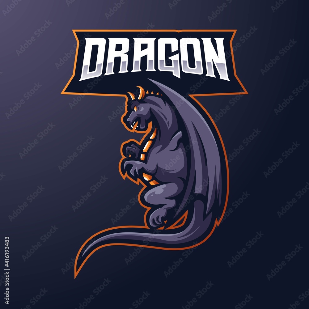 Dragon mascot logo design vector with modern illustration concept style ...