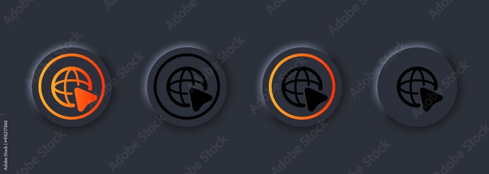 Set of internet icon with cursor. World international earth globe icon ...