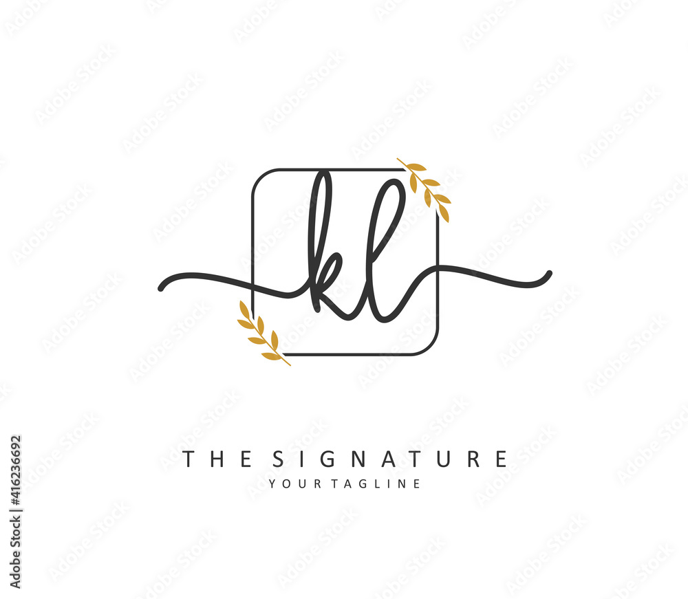 KL Initial letter handwriting and signature logo. A concept handwriting ...