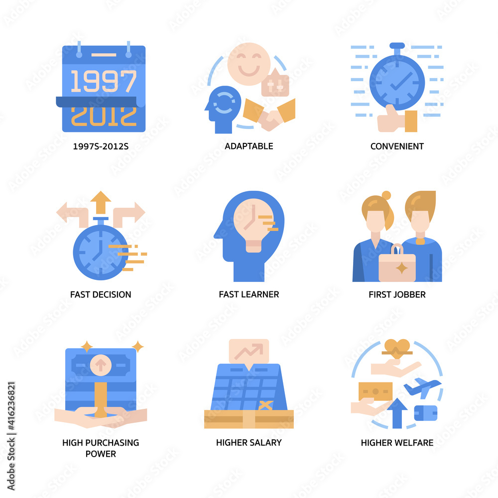 Generation Z Icons Set Stock Vector | Adobe Stock
