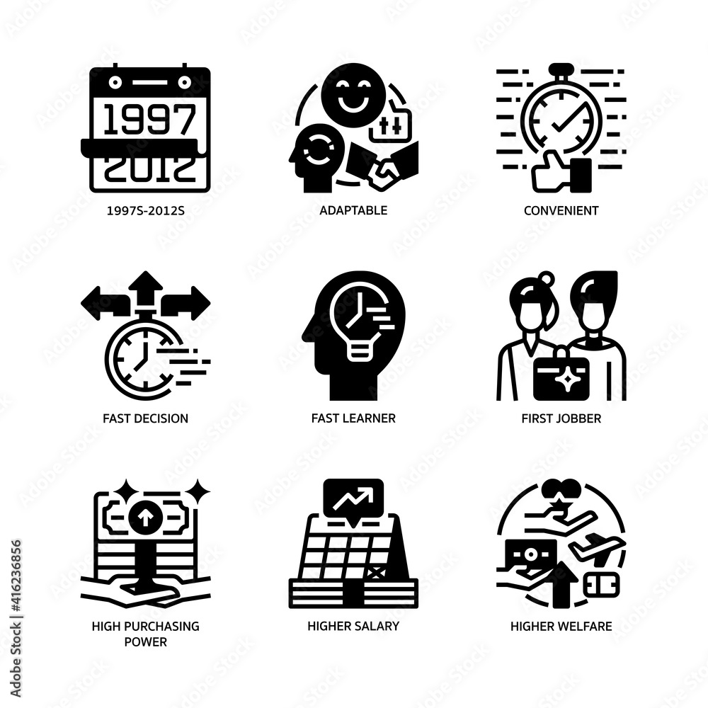 Generation Z Icons Set Stock-Vektorgrafik | Adobe Stock