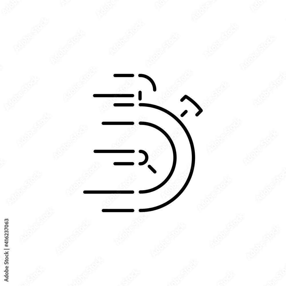 Stopwatch line icon in black. Isolated illustration on white background ...