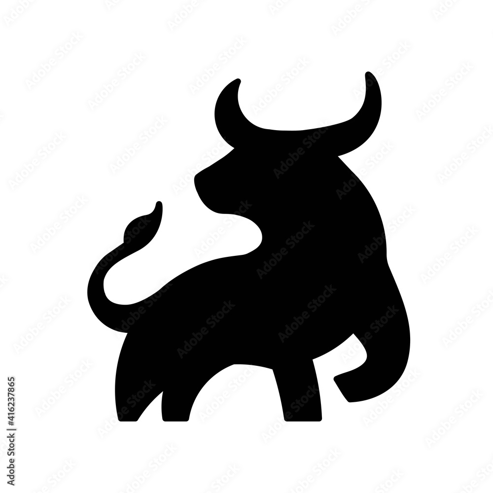 Bull linear icon in solid black. Creative bull outline symbol. Isolated ...