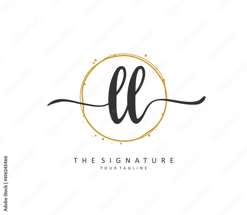 LL Initial letter handwriting and signature logo. A concept handwriting ...