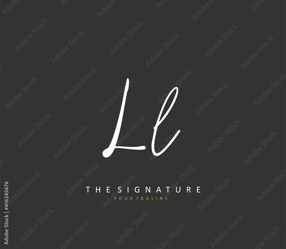 LL Initial letter handwriting and signature logo. A concept handwriting ...