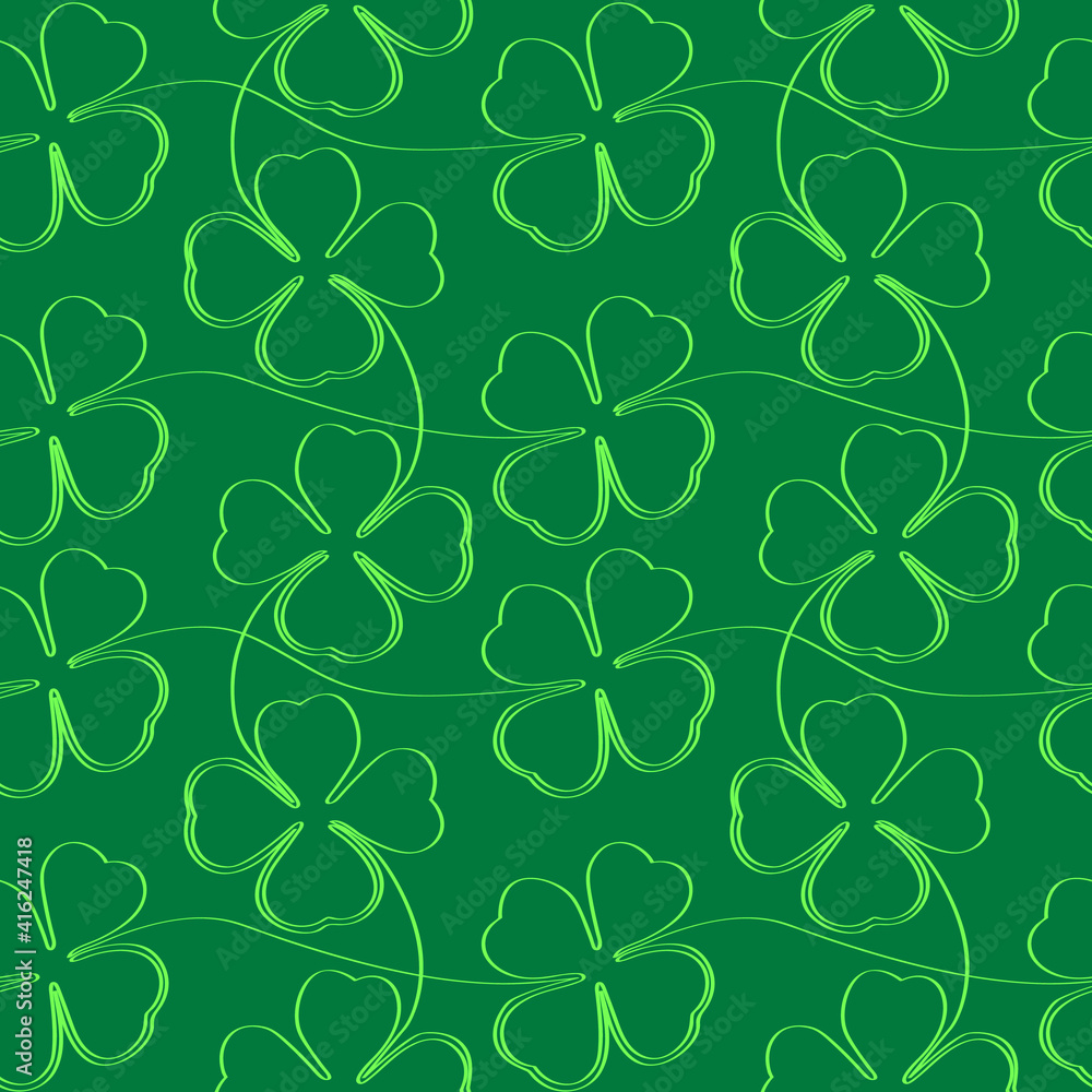 Four leaf clover leaves. Seamless texture. Stock vector illustration ...