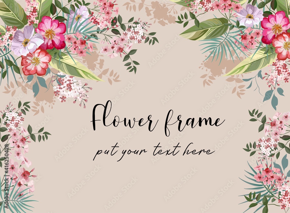 Flower border for put your text vector illustration Stock Vector ...