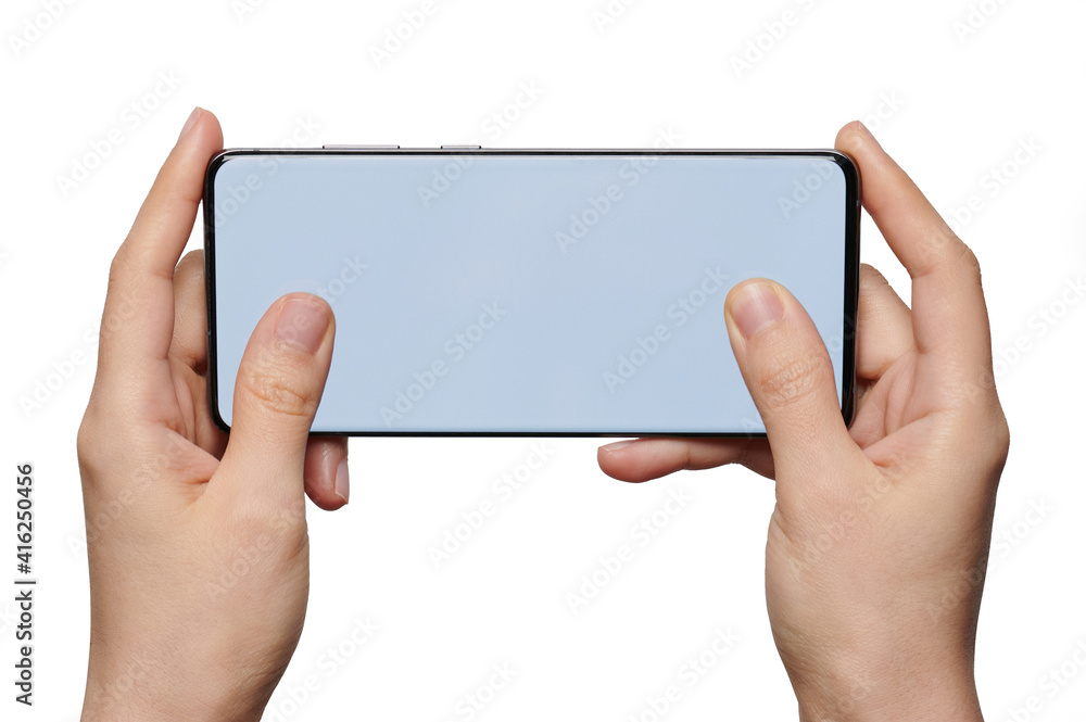 Using smartphone with two hands Stock Photo | Adobe Stock