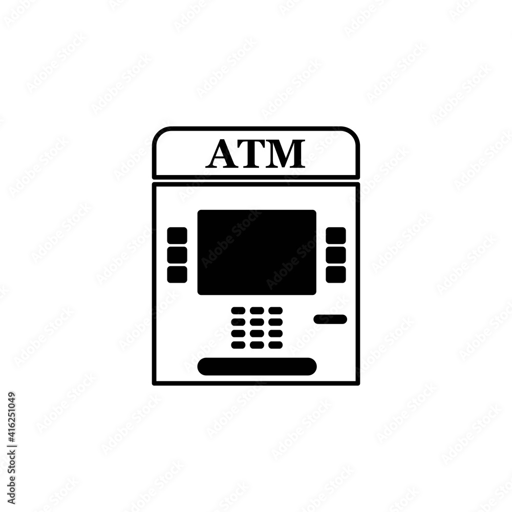 ATM bank line icon in black. Payment machine logo. Outline payment ...