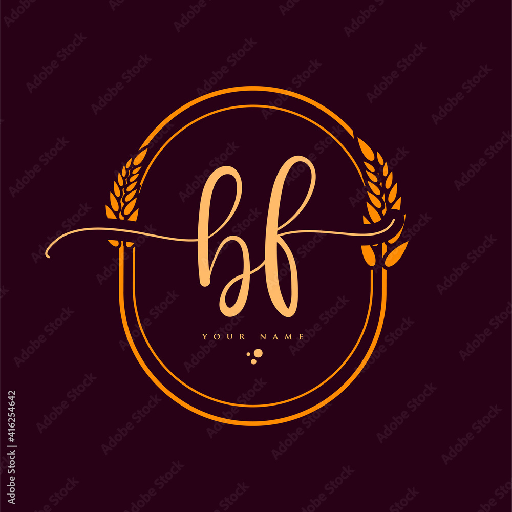 BF Initial handwriting logo. Hand lettering Initials logo branding with ...