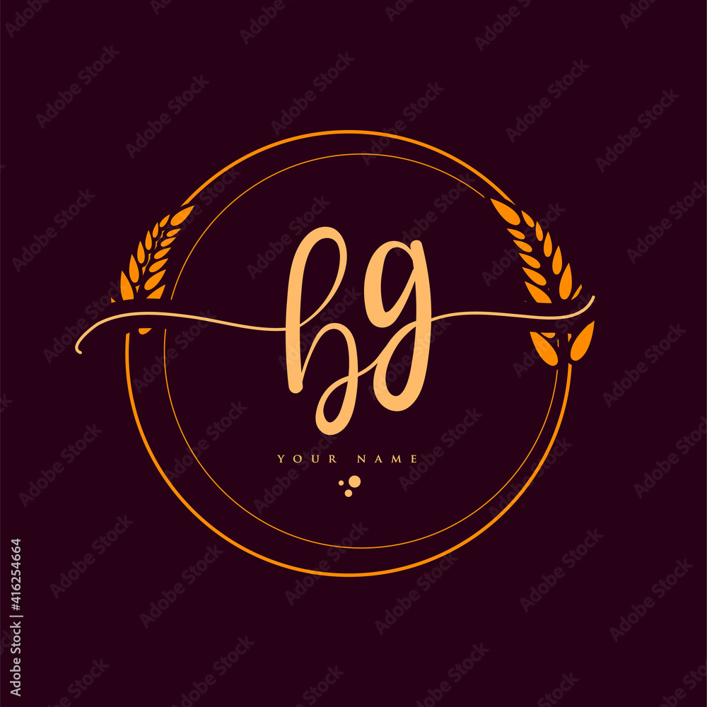 BG Initial handwriting logo. Hand lettering Initials logo branding with ...
