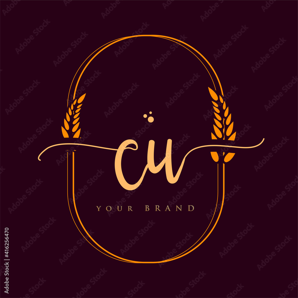 CU Initial handwriting logo. Hand lettering Initials logo branding with ...
