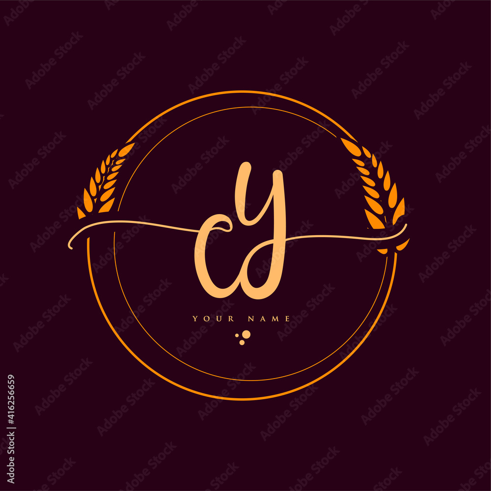 CY Initial handwriting logo. Hand lettering Initials logo branding with ...