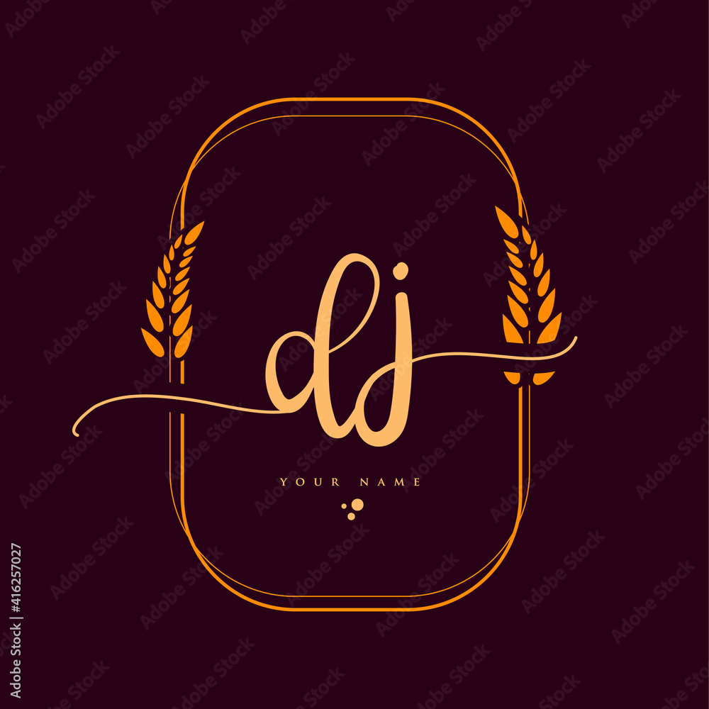 DJ Initial handwriting logo. Hand lettering Initials logo branding with ...