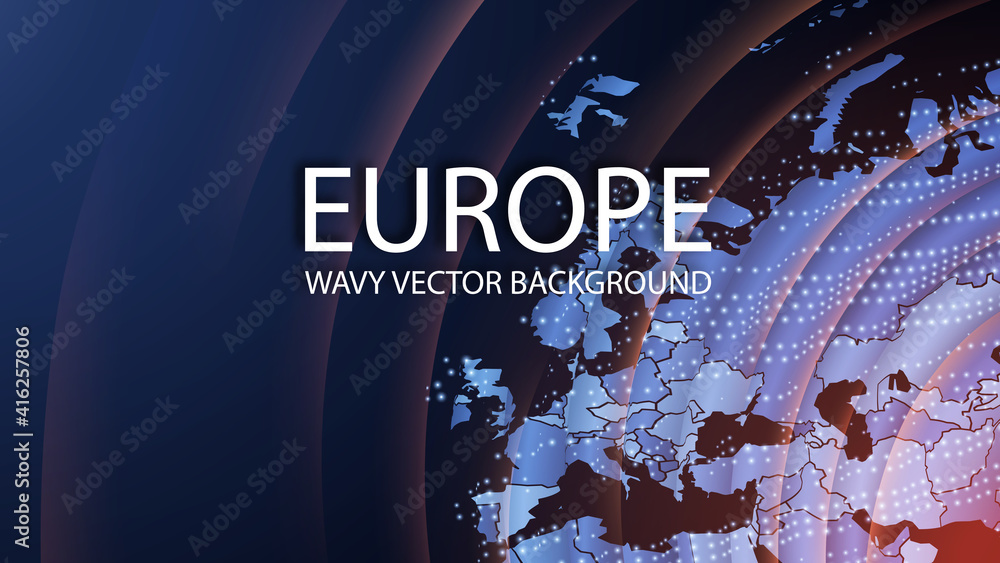 Abstract image of Europe in perspective on a dark background. Vector ...