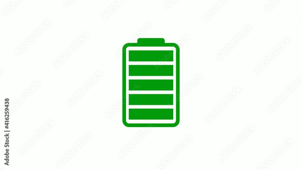 Green color battery charging animated on white background, Green color ...