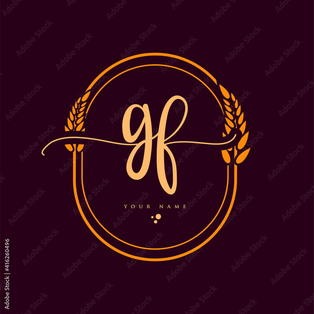 GF Initial handwriting logo. Hand lettering Initials logo branding with ...