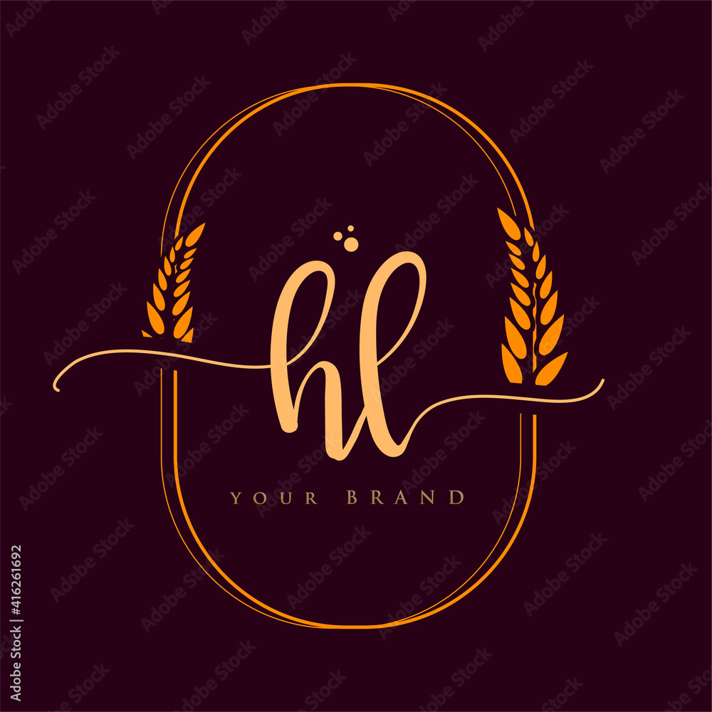HL Initial handwriting logo. Hand lettering Initials logo branding with ...