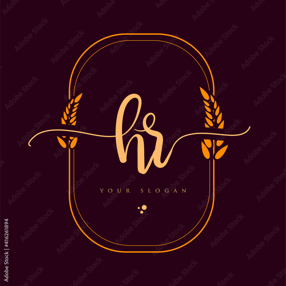 HR Initial handwriting logo. Hand lettering Initials logo branding with ...