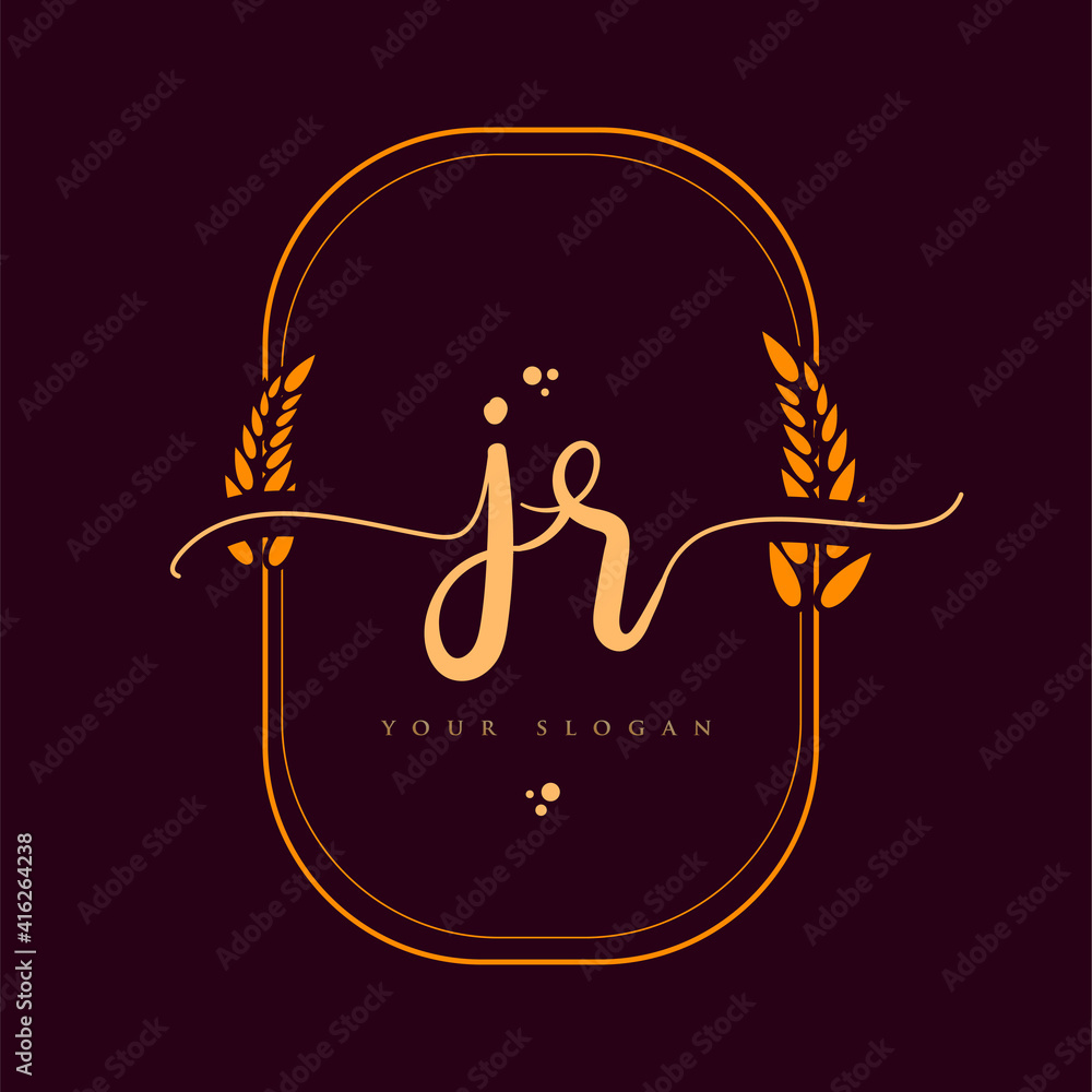 JR Initial handwriting logo. Hand lettering Initials logo branding with ...
