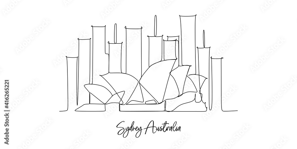 Sydney Australia Skyline - continuous one line drawing Stock Vector ...