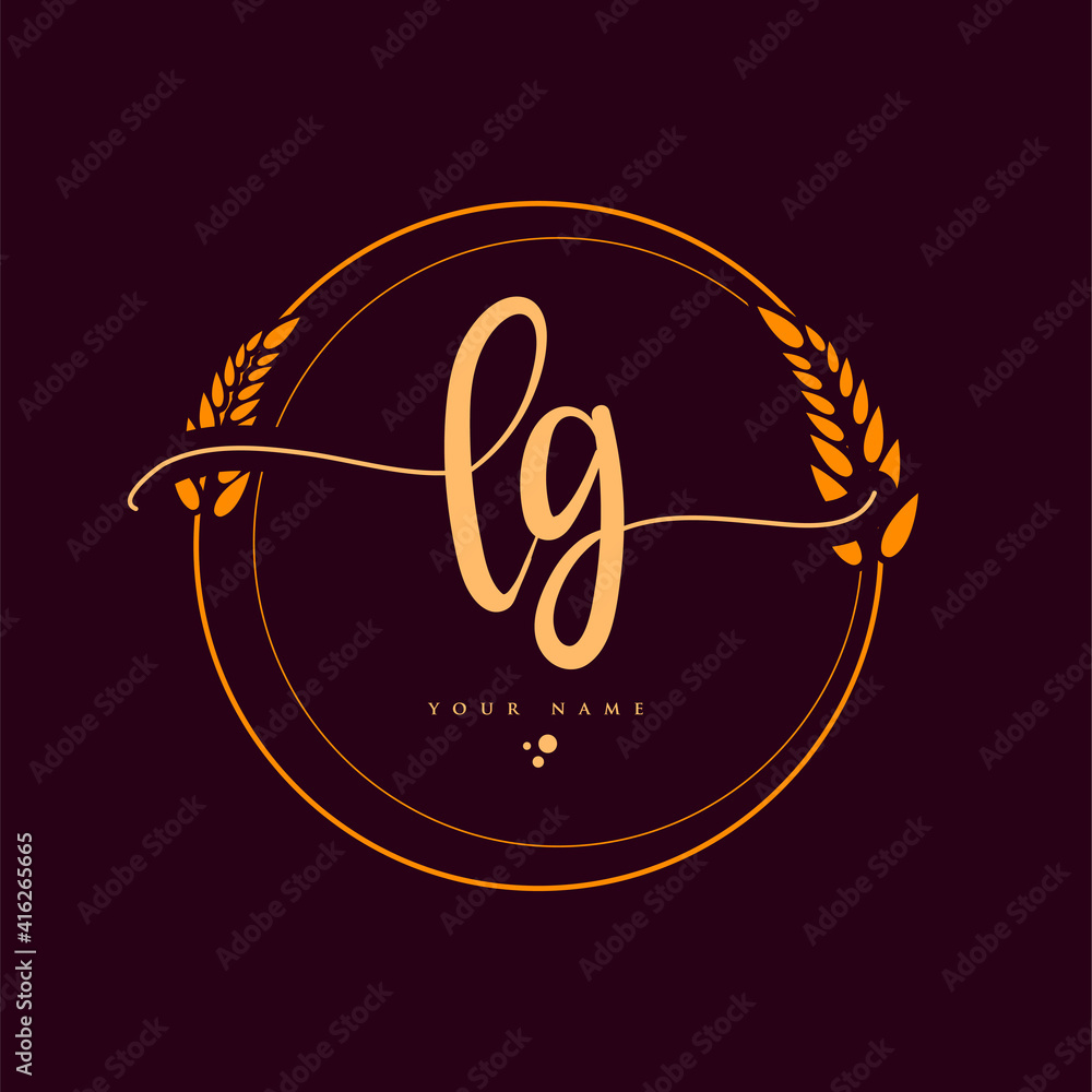 LG Initial handwriting logo. Hand lettering Initials logo branding with ...