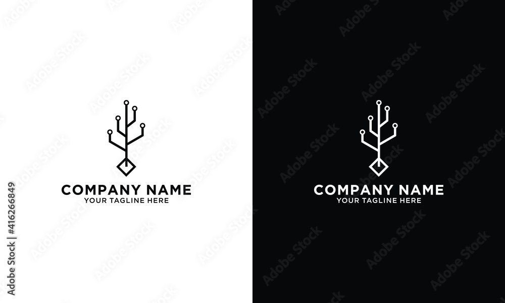 Circuit tree tech logo template design. Innovative digital technology ...