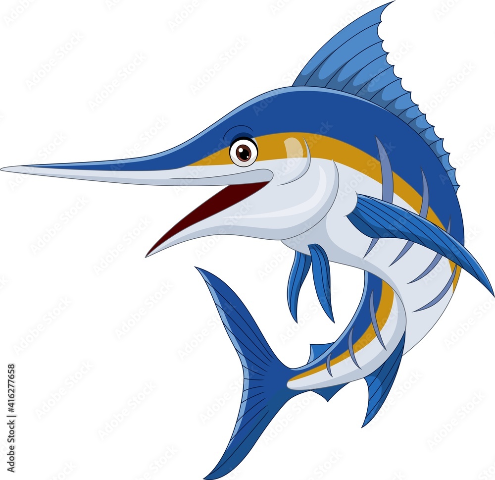 Cartoon marlin fish isolated on a white background Stock Vector | Adobe ...