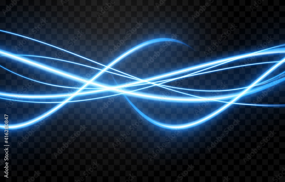 Vector glowing light lines. Neon light, light effect png. Golden line ...