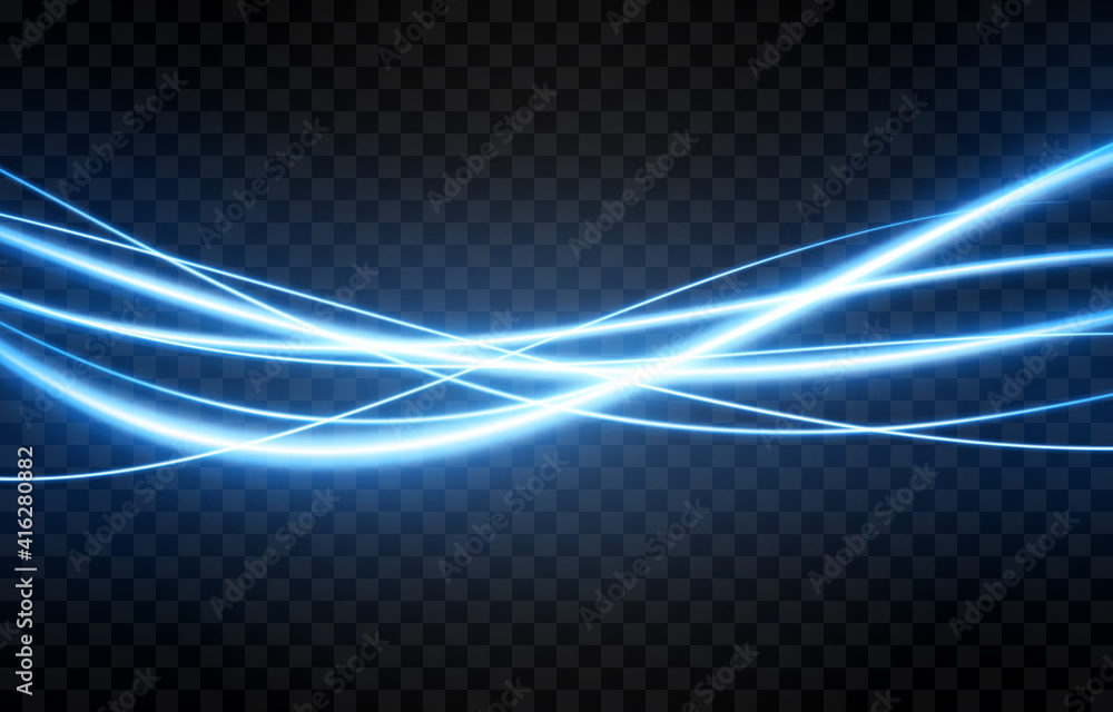 Vector glowing light lines. Neon light, light effect png. Golden line ...