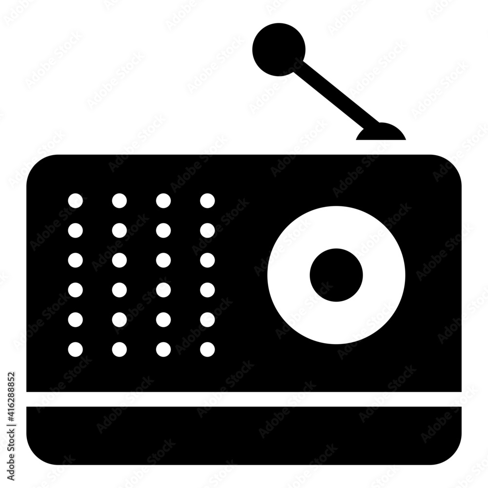 Vintage broadcast media icon, solid design of radio Stock Vector ...