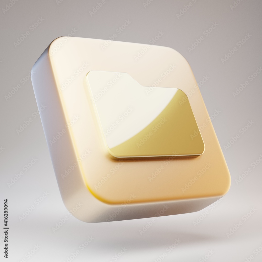 Folder icon. Golden Folder symbol on matte gold plate. Stock ...