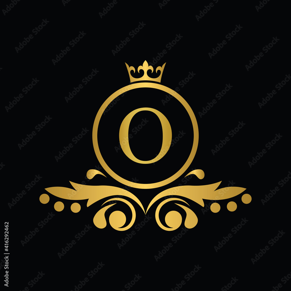 letter O template golden logo Luxury letter with crown. Monogram ...