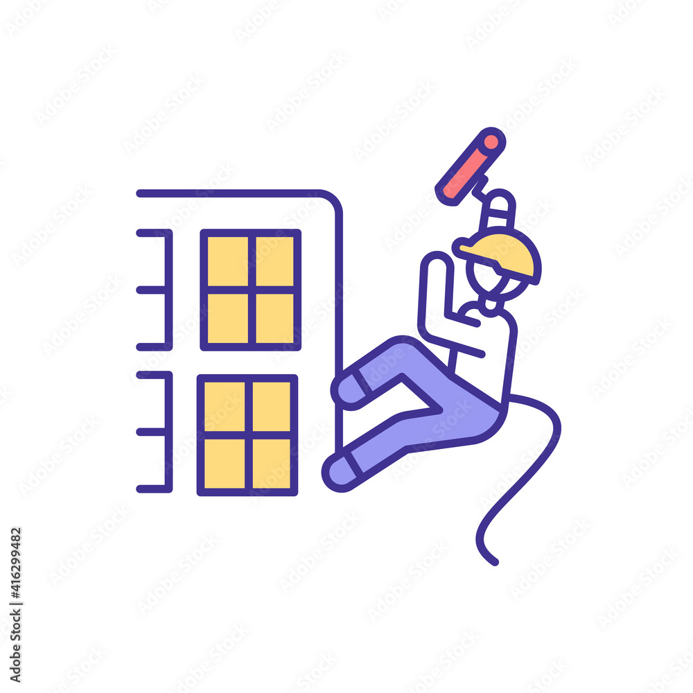 Vecteur Stock Falling hazard on construction site RGB color icon ...