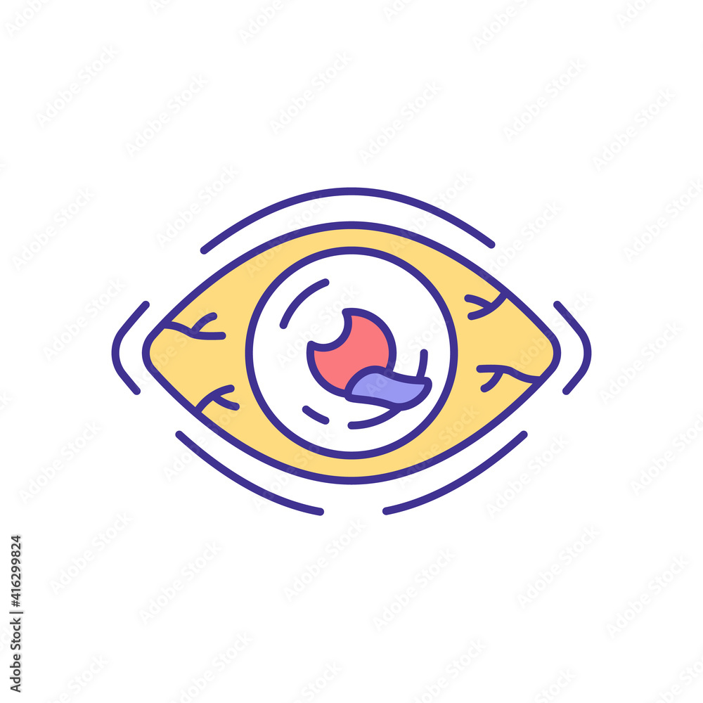Eye injury RGB color icon. Foreign objects penetrating in eye. Vision ...