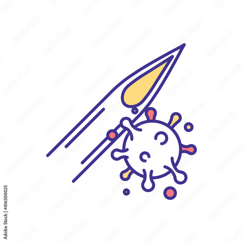 Needlestick injury RGB color icon. Risk for dangerous infections ...