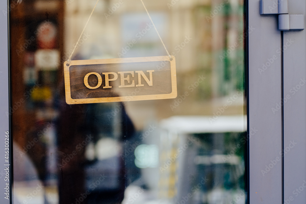Yes we're open sign , vintage restaurant sign. Open sign in street cafe ...