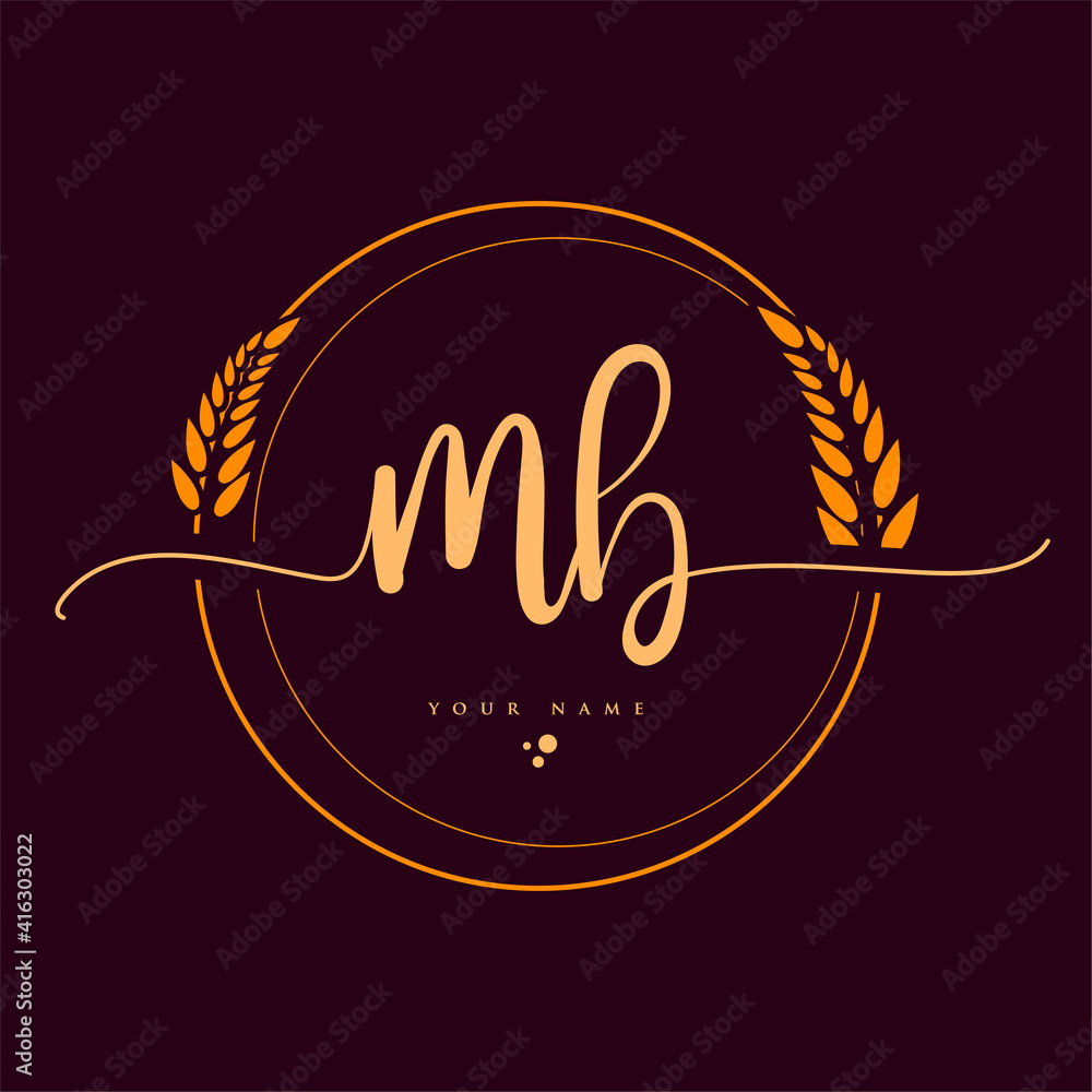 MB Initial handwriting logo. Hand lettering Initials logo branding with ...