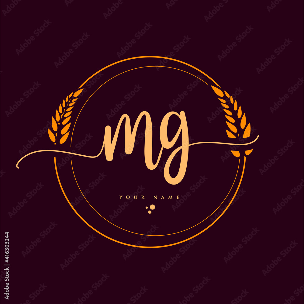 MG Initial handwriting logo. Hand lettering Initials logo branding with ...