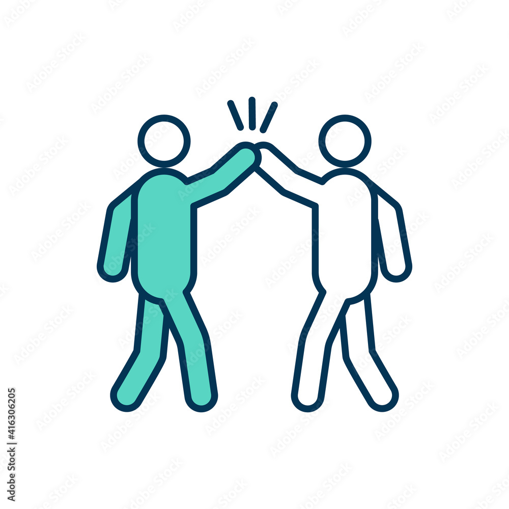 Giving high five RGB color icon. Slap hands. Friendly hand gesture ...