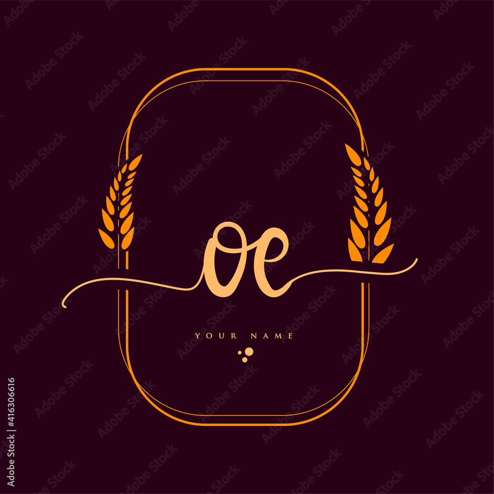 OE Initial handwriting logo. Hand lettering Initials logo branding with ...
