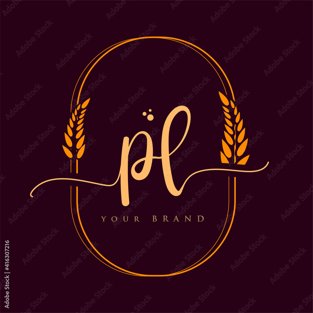 PL Initial handwriting logo. Hand lettering Initials logo branding with ...